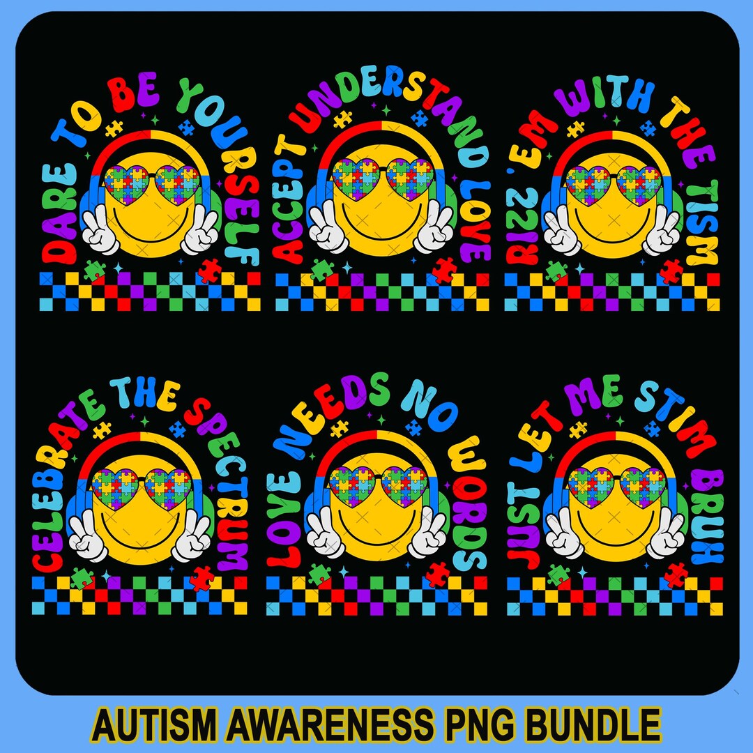 6+autism Png Bundle, Autism Png, Smile Face Autism Awareness Png ...