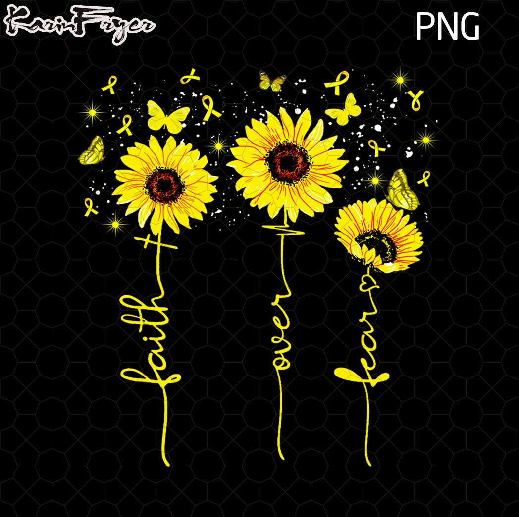 Sunflower Childhood Cancer Png Faith Over Fear Childhood - Etsy