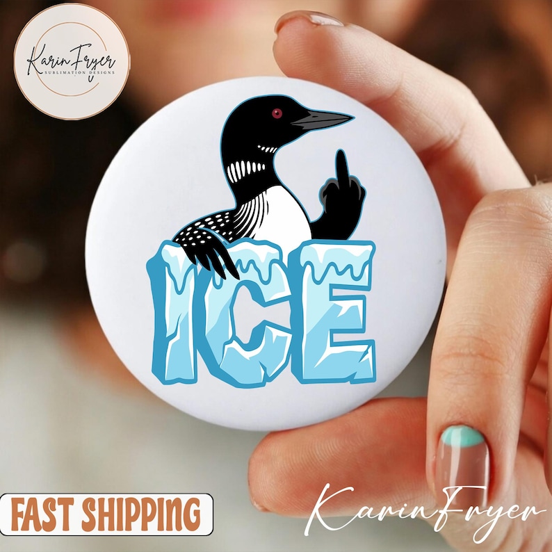 Common Loon Fuck ICE Pin Button, Minnesota No ICE Button, MN State ...