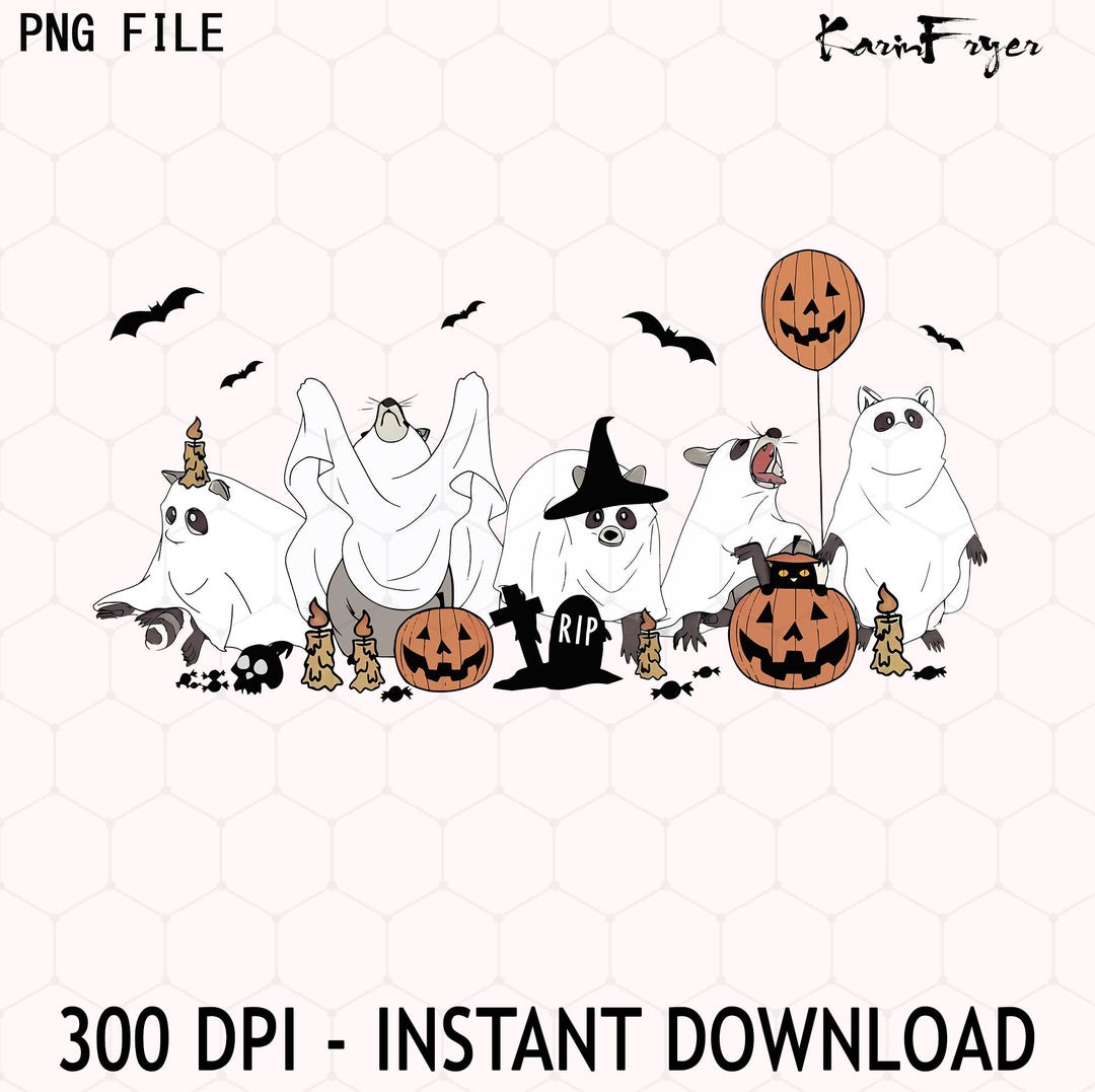 Funny Racoon Ghost Halloween Png, Retro Halloween Shirt Design, Spooky ...