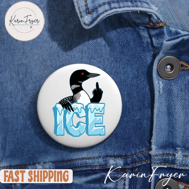 Common Loon Fuck ICE Pin Button, Minnesota No ICE Button, MN State ...