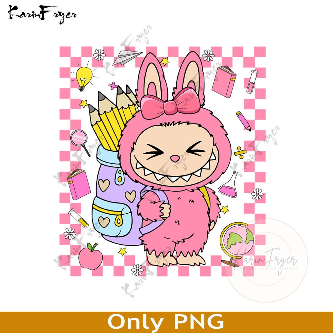 Cartoon School Labubu Girl Png,labubu Back to School Png, Kids Shirt ...