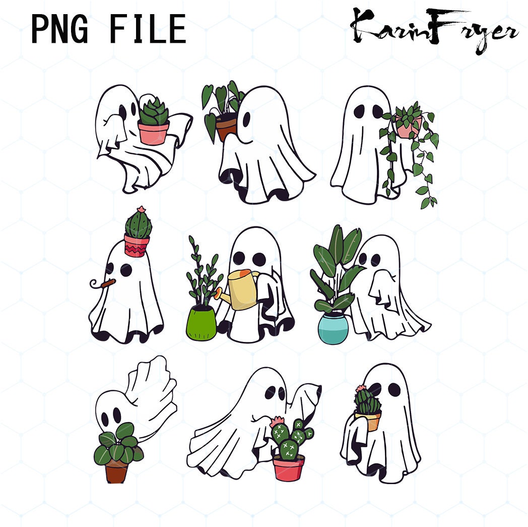 Ghost Plant Png, Ghost Plant Lady Png, Gardening Gift, Halloween Ghost ...