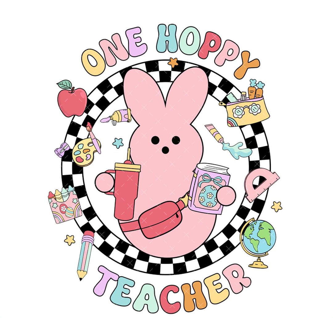 One Hoppy Teacher Png, Teacher Easter Png, Easter Bunny Png, Teacher ...