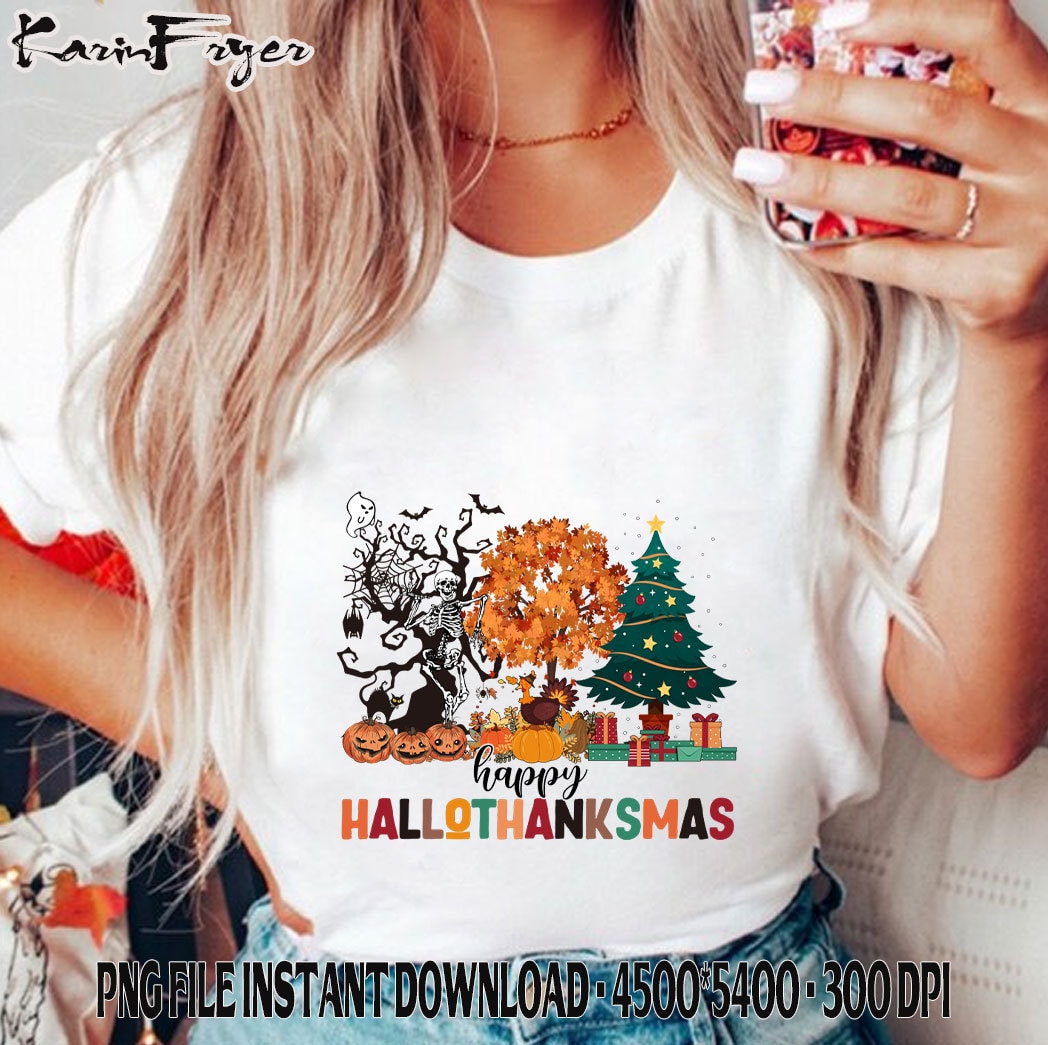 Happy Hallothanksmas PNG Hallo Thanksmas Dancing Skeleton - Etsy