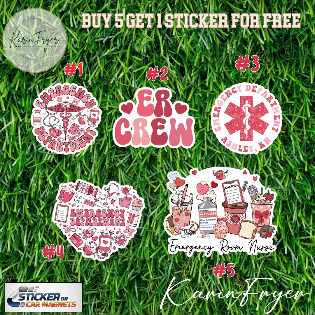 Emergency Room Nurse Sticker Set, ER Crew Medical Stickers, Cute ...