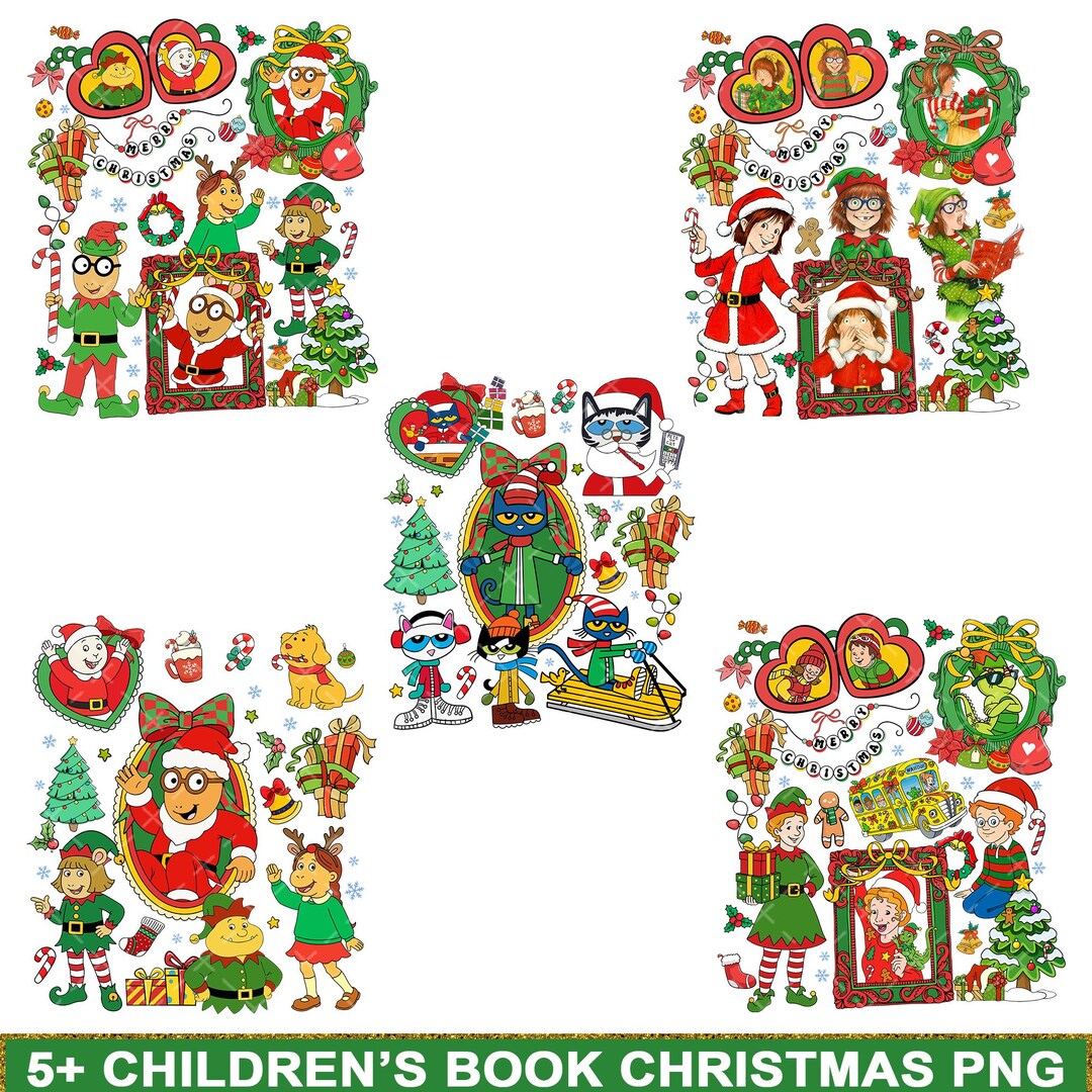 Children's Books Christmas Png Bundle, Book Lovers Png, Christmas ...
