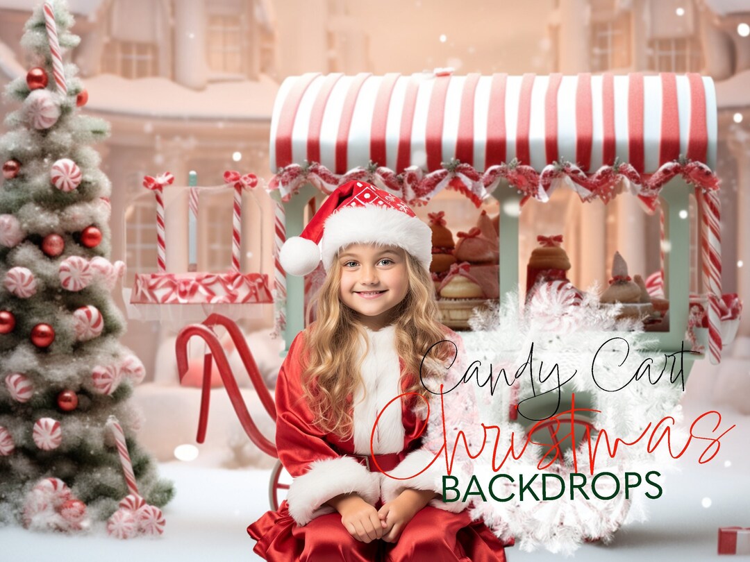 Christmas Backdrop Candycane Christmas Wonderland Digital Backdrop ...