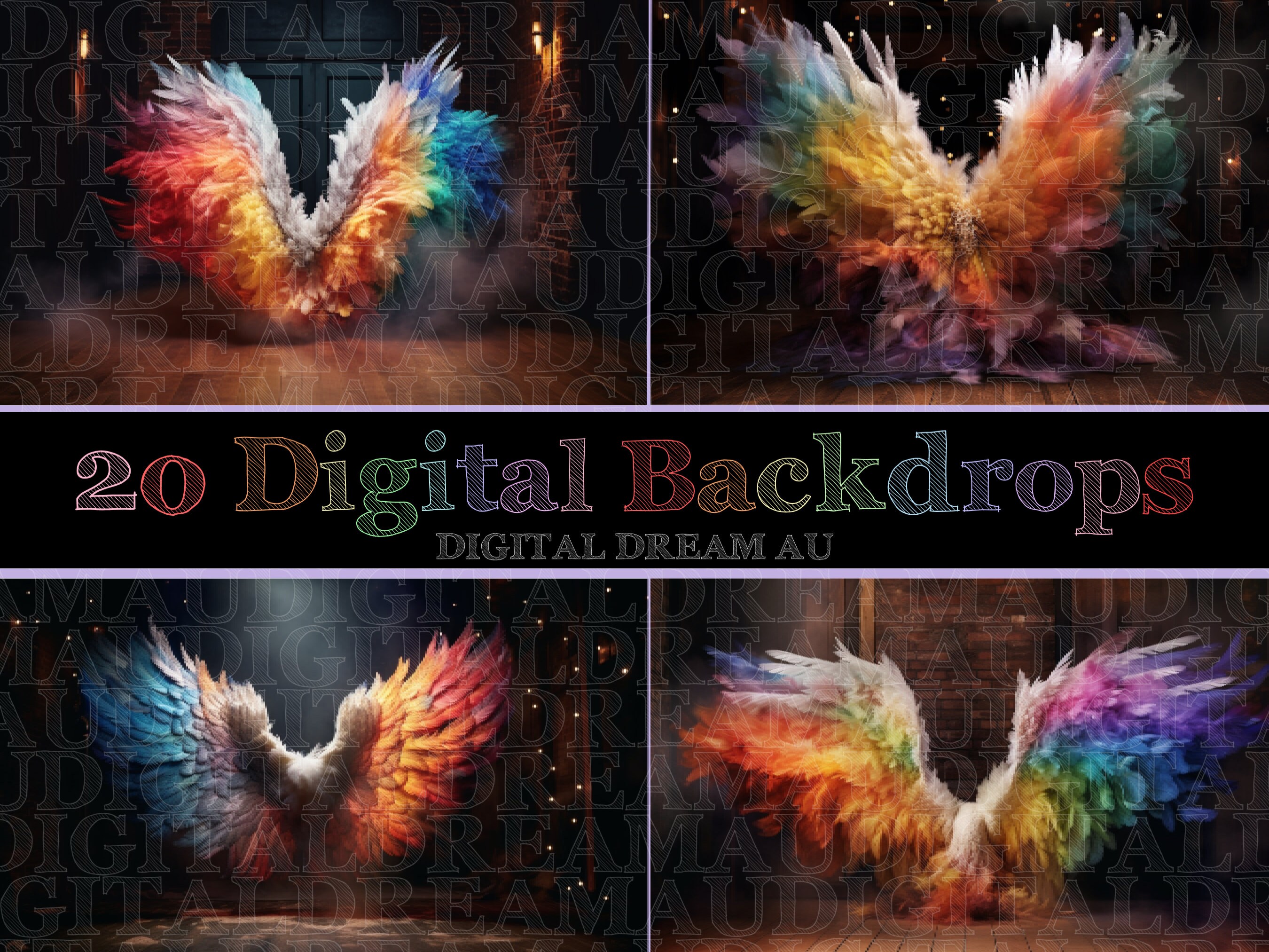 Rainbow Angel Wings Digital Backdrop Maternity Digital - Etsy