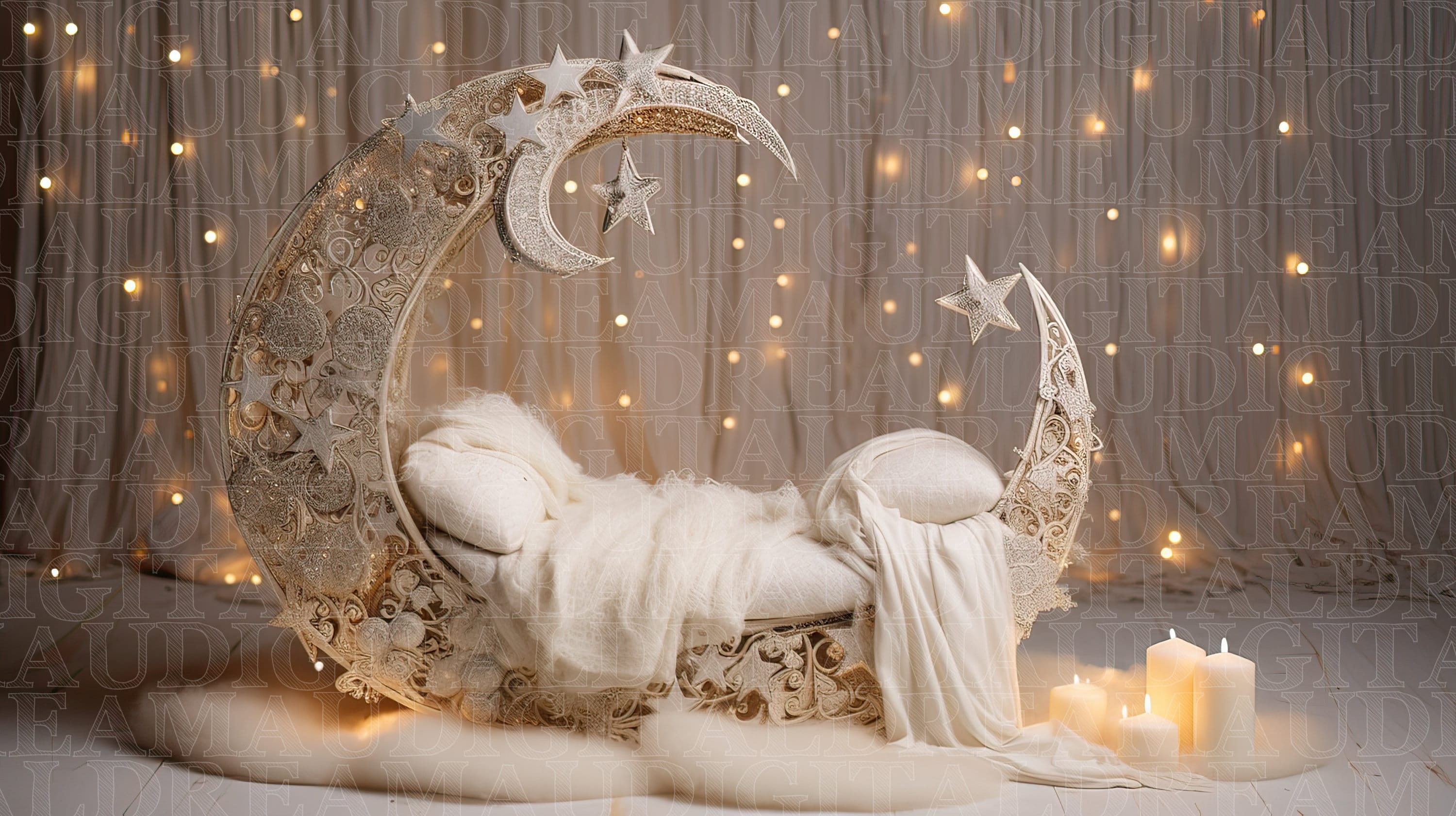 Newborn Digital Backdrop Moon Bed Digital Background for Newborn ...