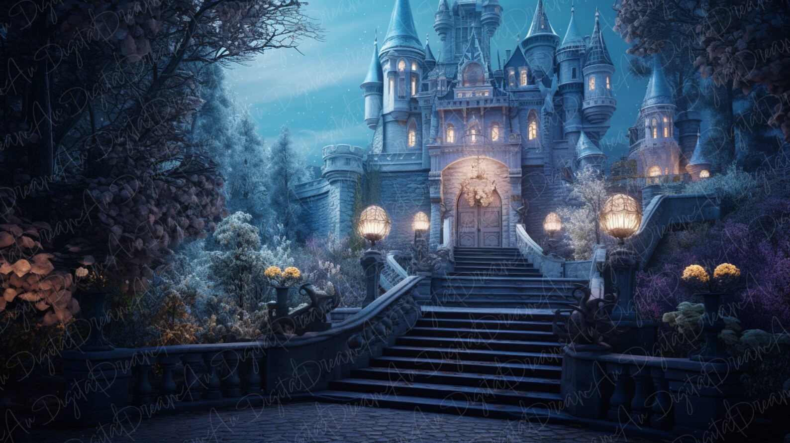 Fairytale Castle Backdrop for Girls Photoshop Overlay Castle Digital ...