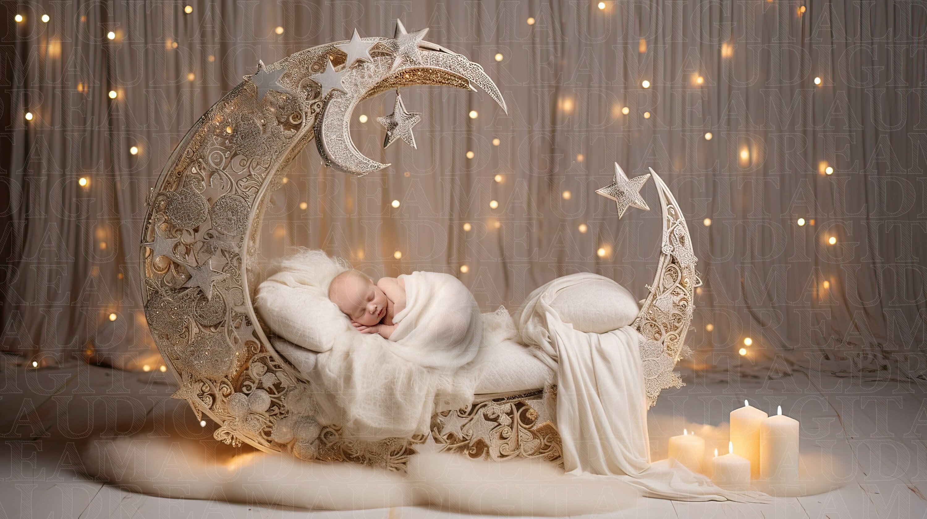 Newborn Digital Backdrop Moon Bed Digital Background for Newborn ...