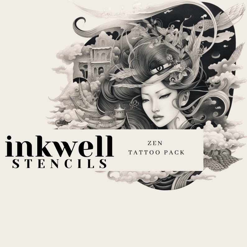 ZEN 2 STENCIL TATTOO Pack | Png Instant Downloads - Etsy
