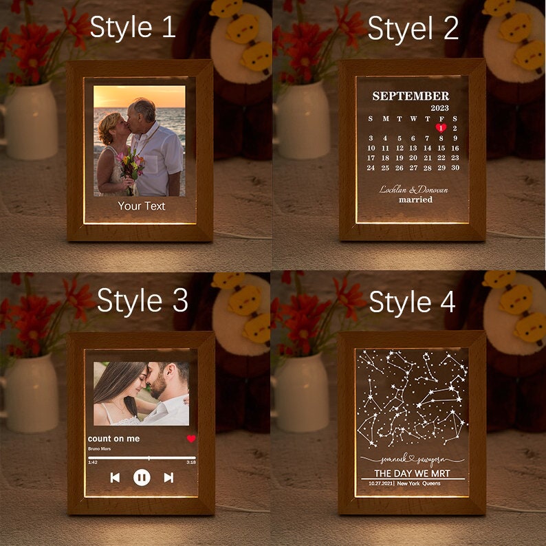 Personalized LED Light Photo Frame Night Light Custom - Etsy