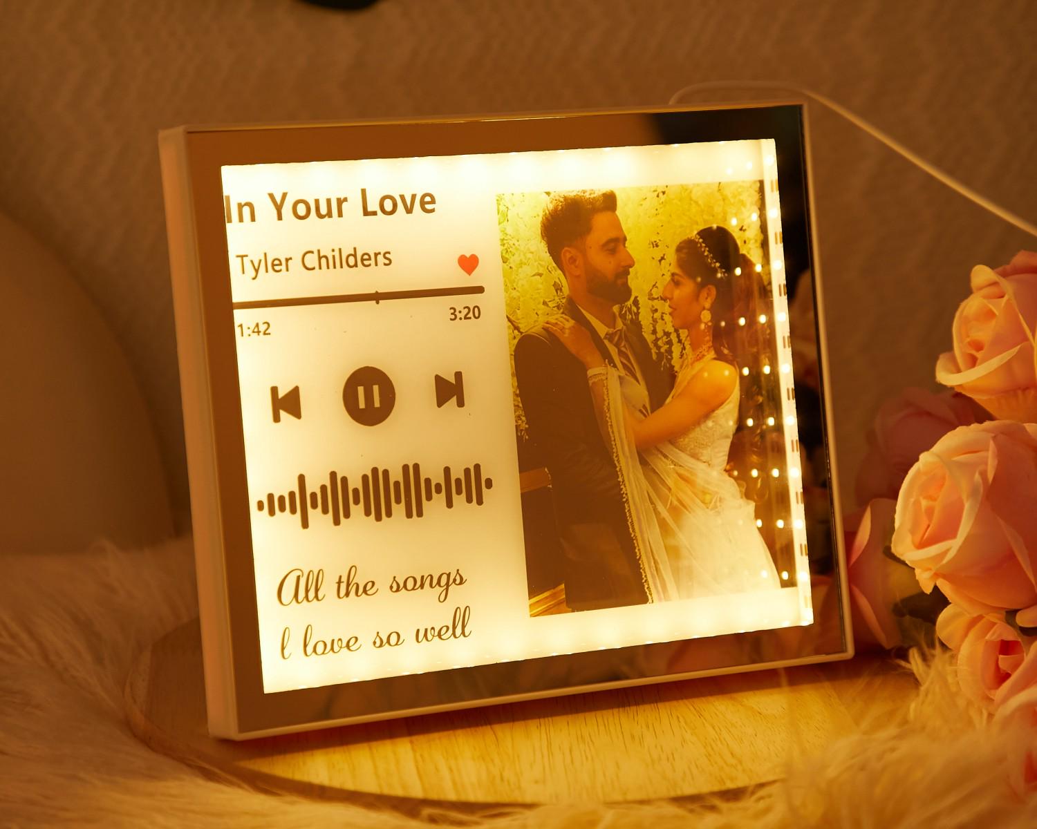 LED Mirror Lamp,personalized Photo Light,customized Songs,bedroom ...