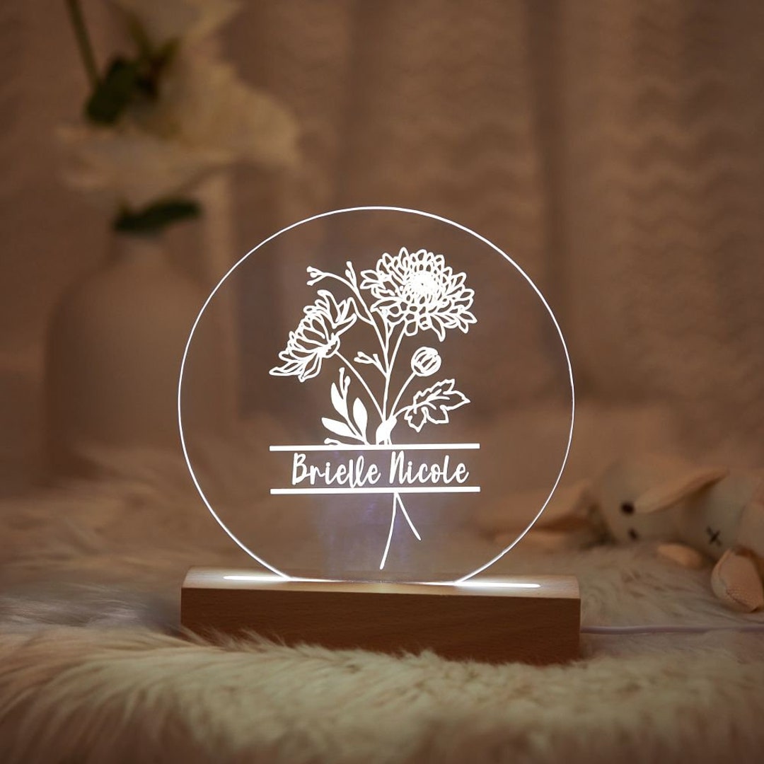 Custom Birth Flower Night Lightchristmas Gifts for Herhome ...