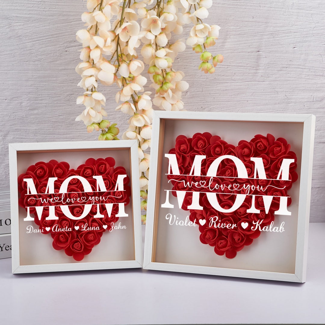 Handcrafted Mom's Present, Personalized Mom Flower Shadow Box ...