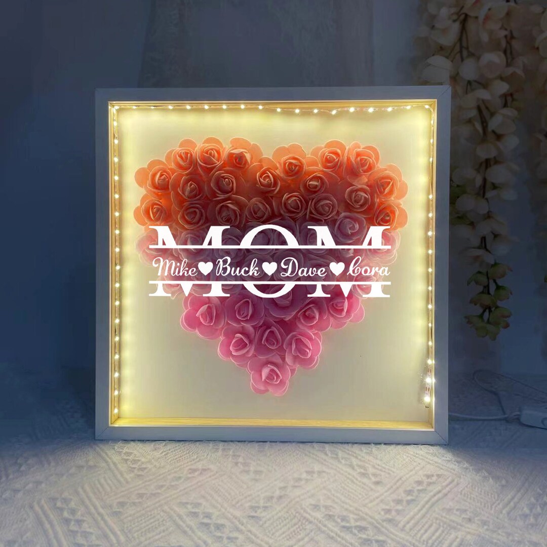 Personalized Mom Flower Shadow Box, Mother's Day Gift, Handcrafted Mom ...