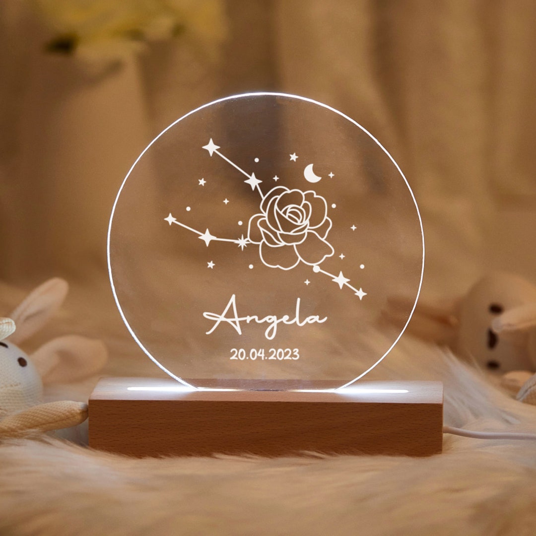 Personalized Zodiac LED Light, Astrology Night Light, Zodiac Night ...