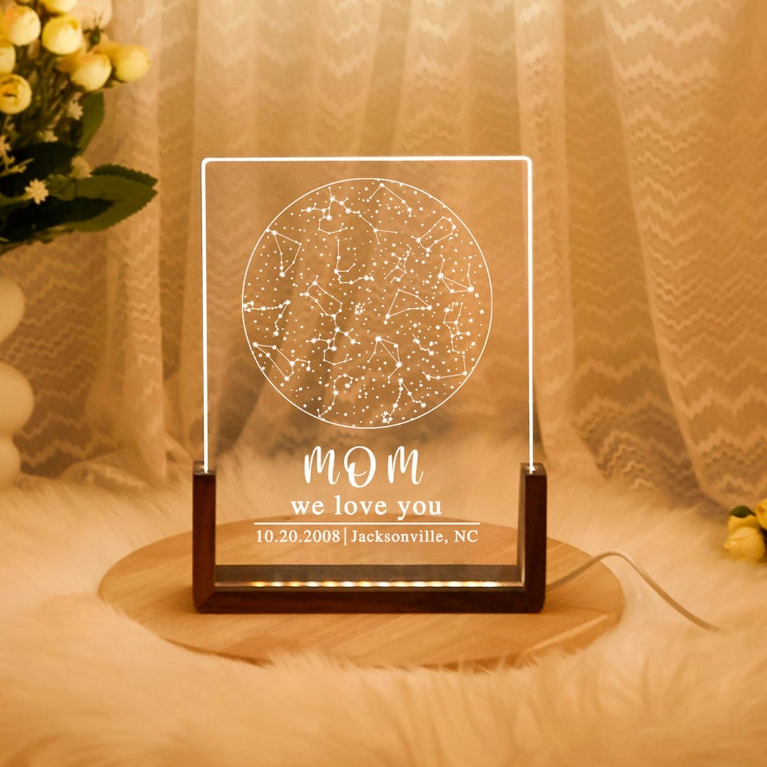 Custom Star Map by Date Night Light, Personalized Night Sky by Date ...