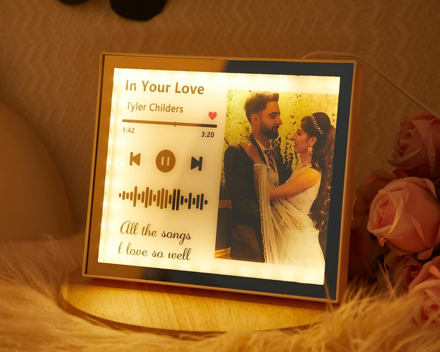 LED Mirror Lamp,personalized Photo Light,customized Songs,bedroom ...
