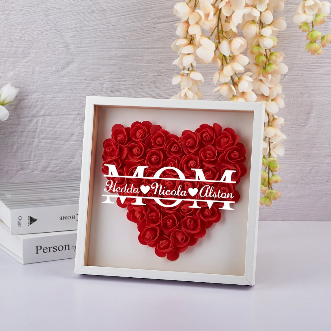 Personalized Mom Flower Shadow Box, Mother's Day Gift, Handcrafted Mom ...