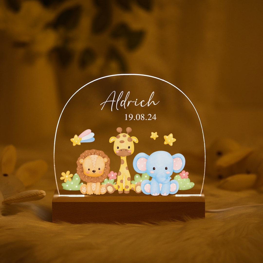 Personalized Cute Animals Night Light, Animal Night Lamp With Name ...