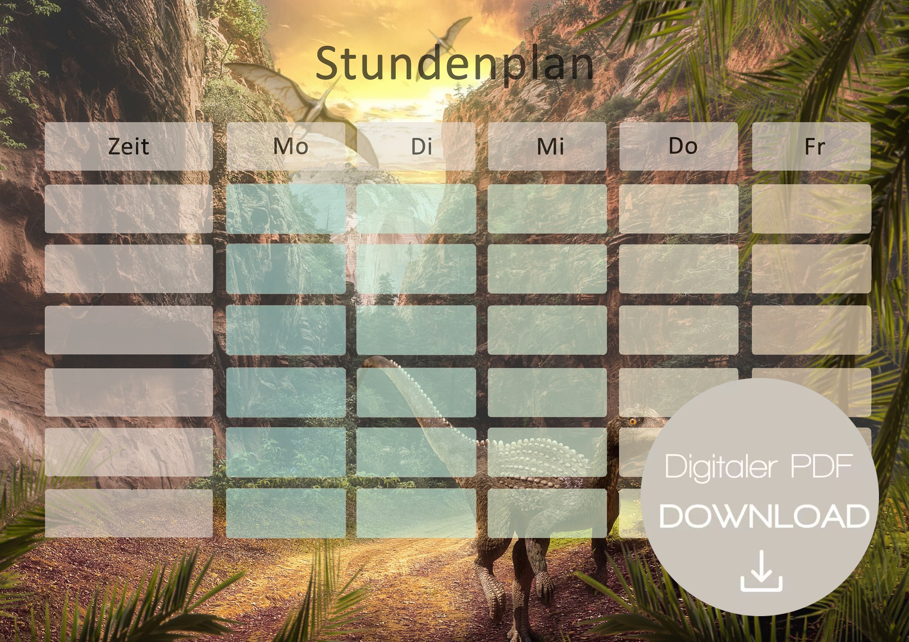 Dinosaur Timetable for School Children DIN A4 DOWNLOAD Digital ...