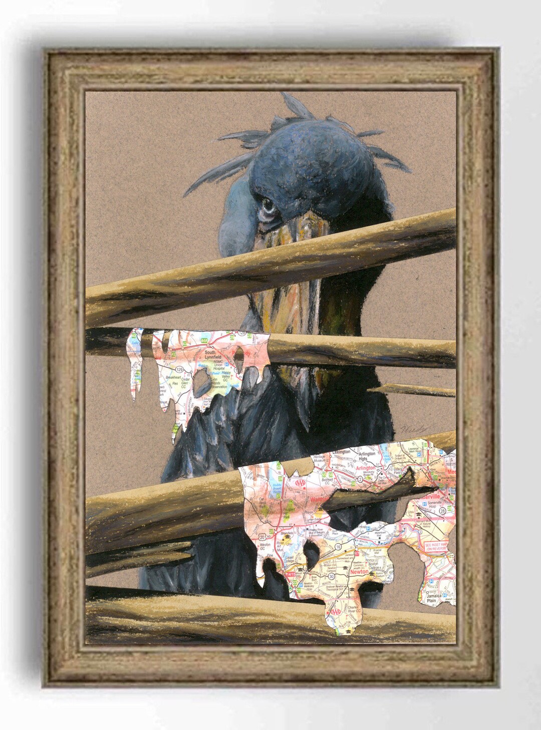Shoebill Stork Original Art Print on Archival Matte Paper, Coastal Wall ...