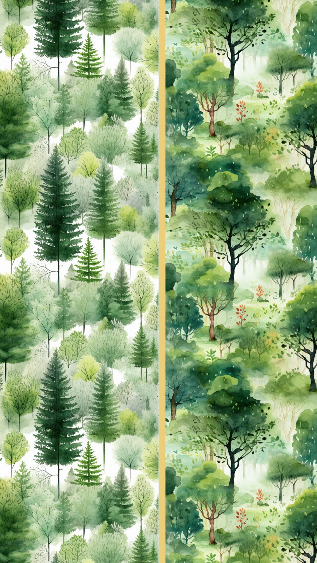 Water Color Forest Digital Paper, Leafy Colorful Watercolor Forest ...