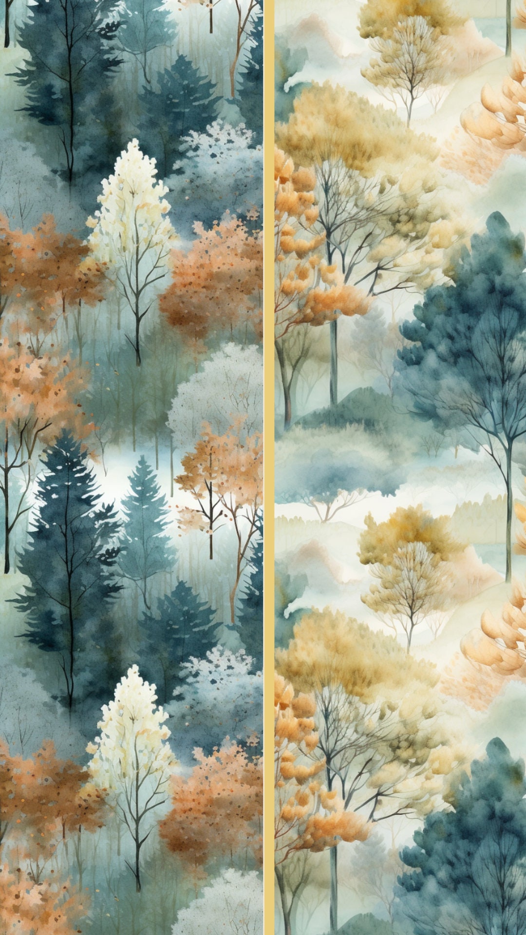 Water Color Forest Digital Paper, Leafy Colorful Watercolor Forest ...