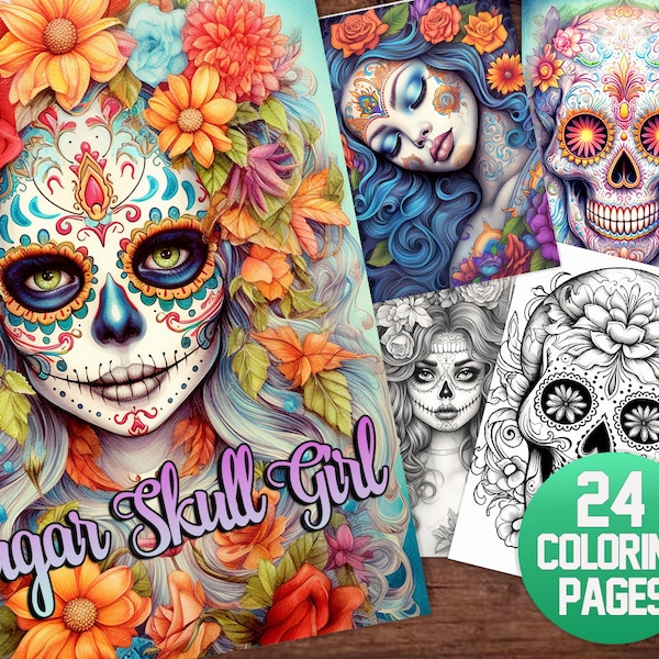 Sugar Skull Girl Coloring Pages - Etsy
