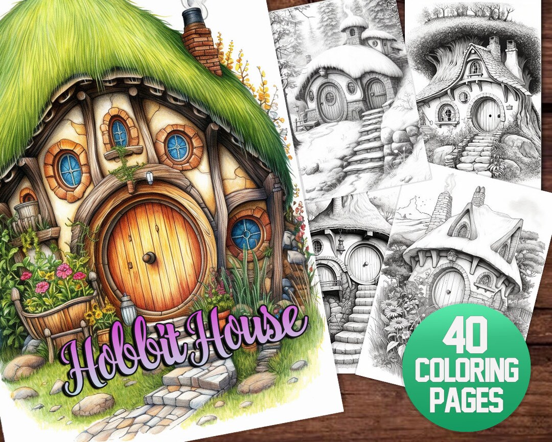 Hobbit House 40 Coloring Pages Instant Download Grayscale - Etsy UK