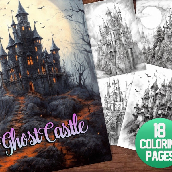Haunted Castle Coloring - Etsy