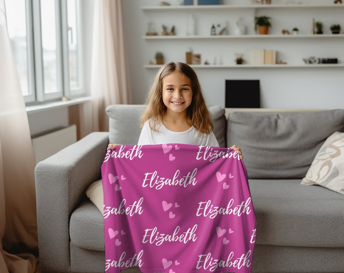 Personalized Custom Blanket, Baby Girl Blanket, Name Blanket, Girl ...