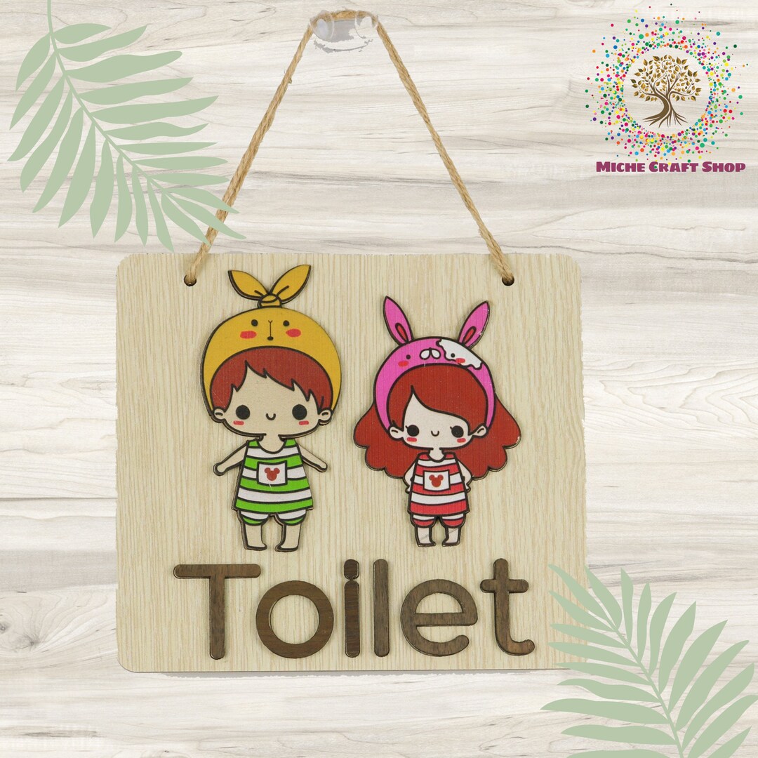 Wood Art Board, Funny Toilet Door Sign, Restroom Door Sign, Toilet ...