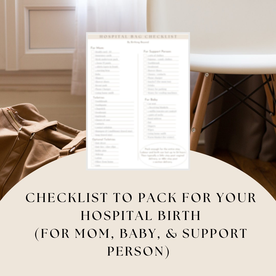 Hospital Bag Checklist for Labour & Delivery - Gift for Expecting Mom ...