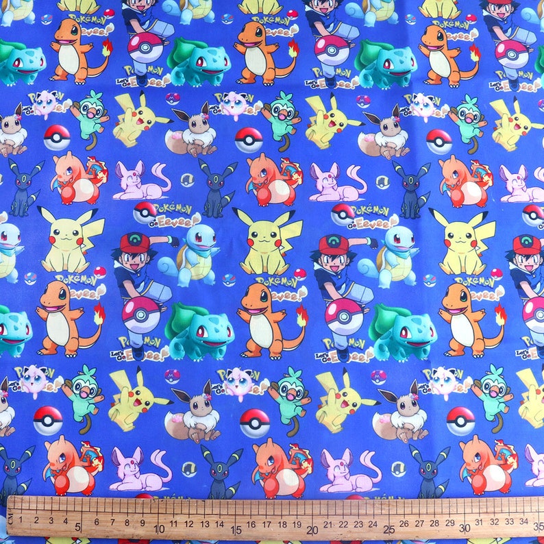 Pokemon Fabric Pikachu Fabric Polyester Cotton Fabric Anime Fabric by ...