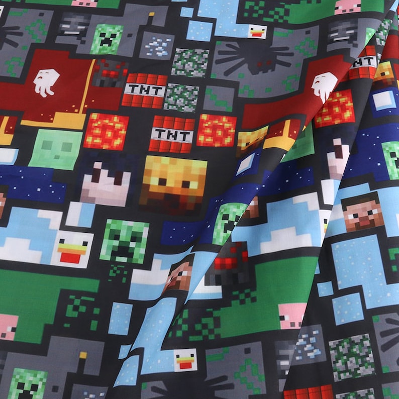Minecraft Fabric Polyester Cotton Fabric Anime Fabric by the Half Yard ...