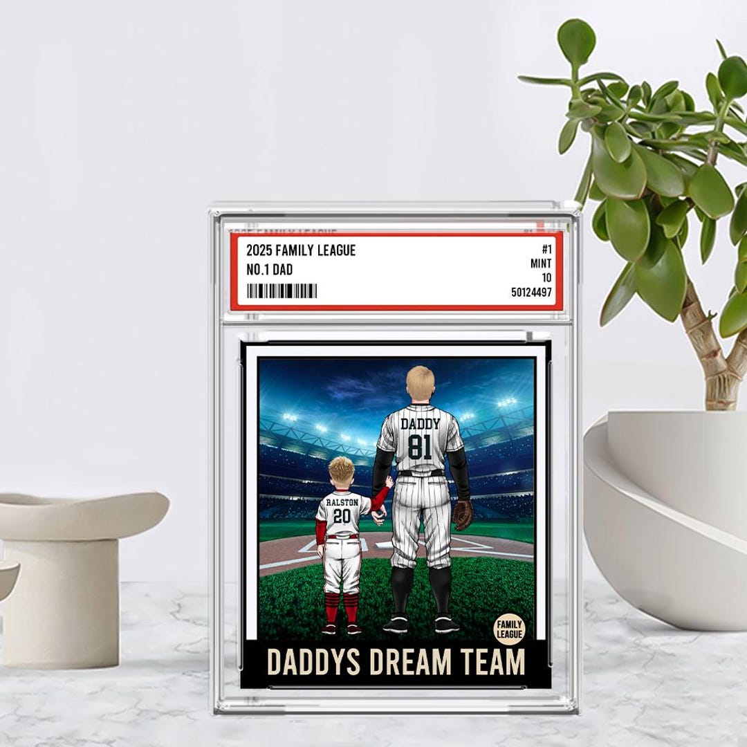Personalized Baseball No. 1 Dad Trading Card Acrylic Block Plaque ...