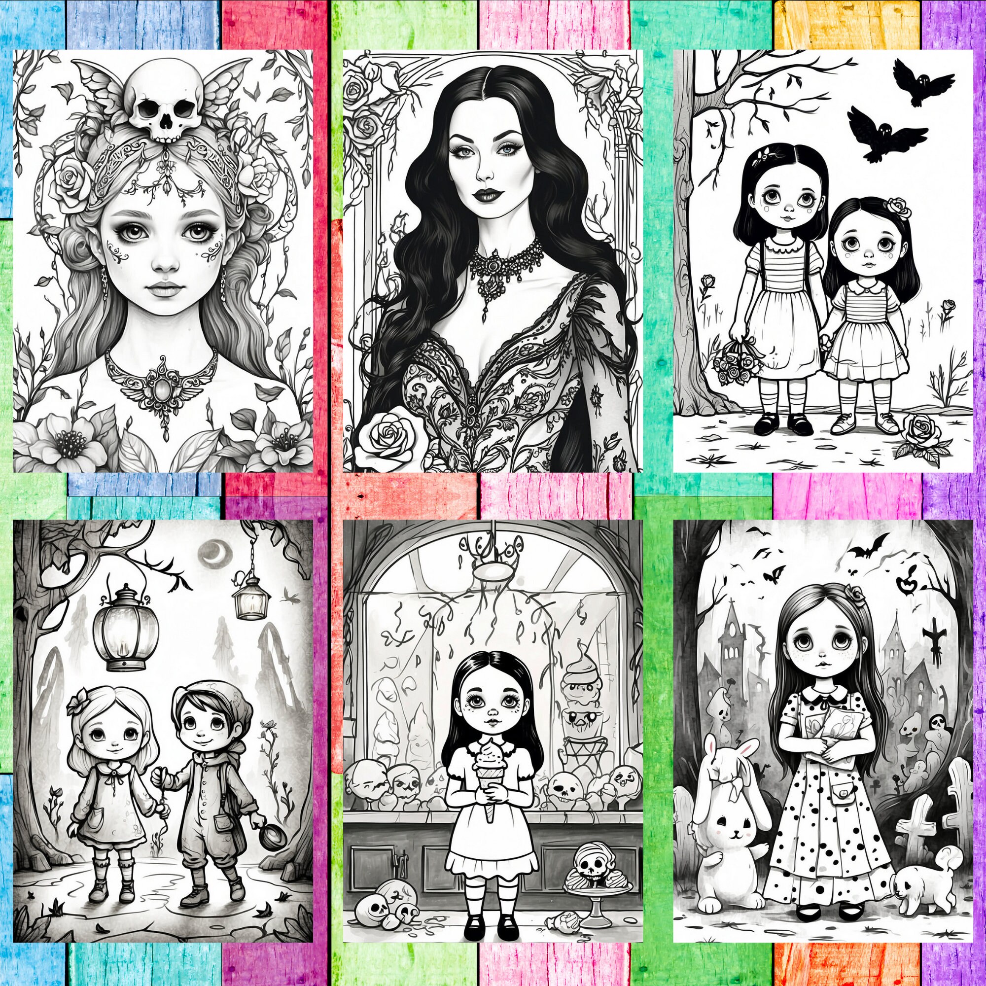 Weird Family Color Page Printable Adult Coloring Book Fantasy & Creepy ...