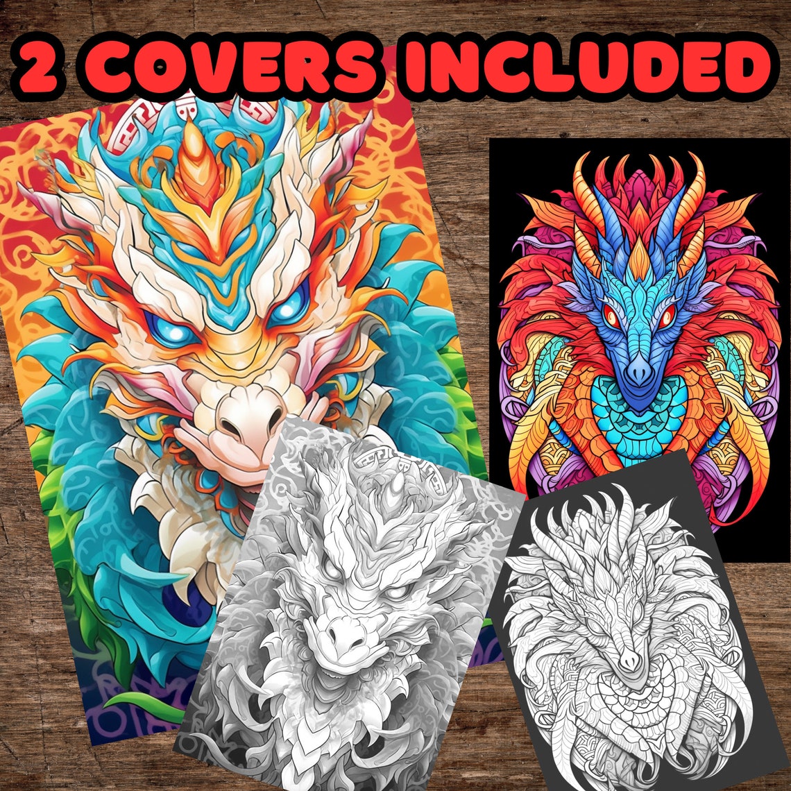 Dragon Coloring Pages Dragon Fantasy Coloring Page Book Grayscale ...