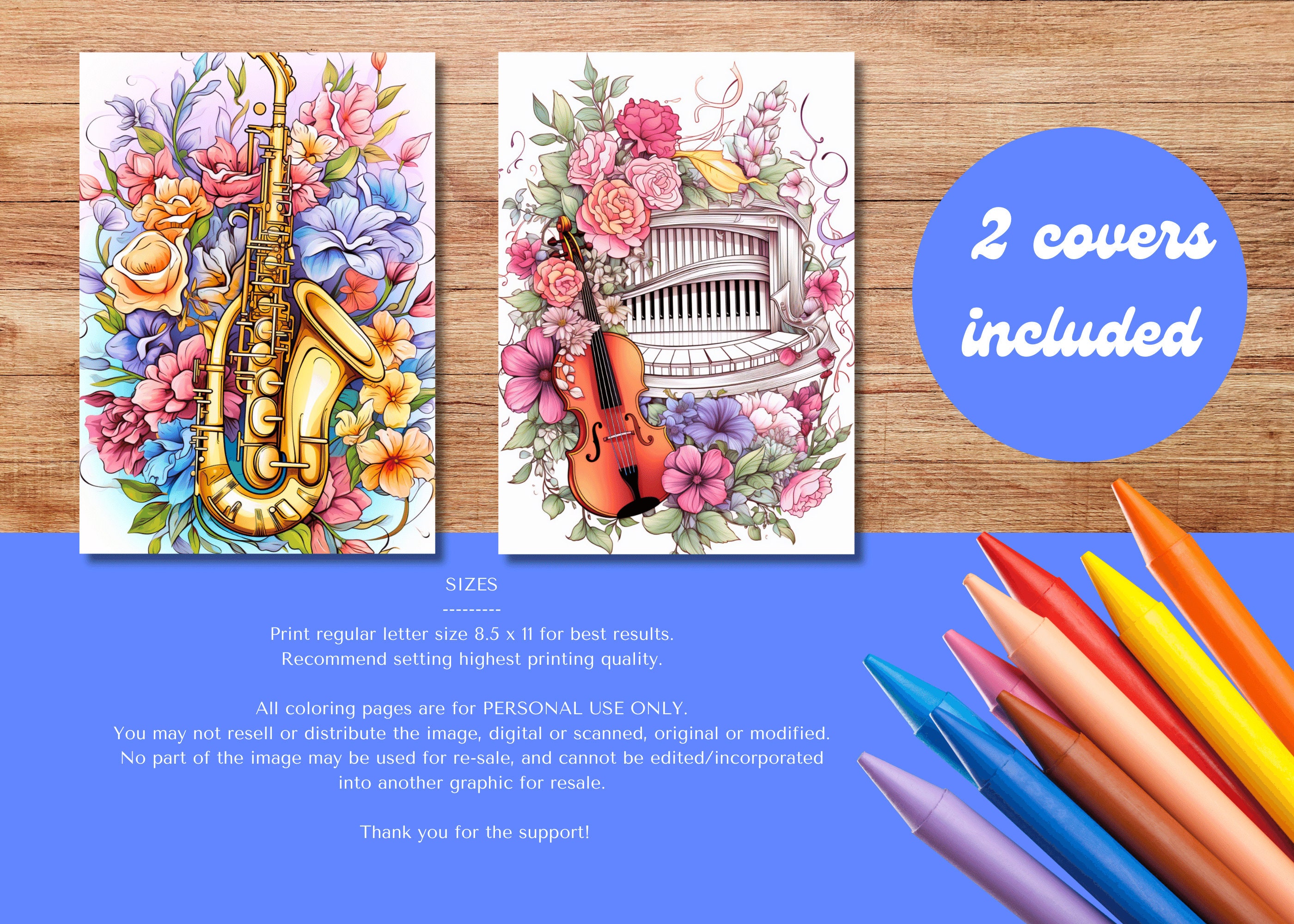 Floral Guitars and Musical Instruments Coloring Pages - Detailed ...