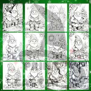 Christmas Gnome Coloring Books Festive Digital Pages for Adults ...