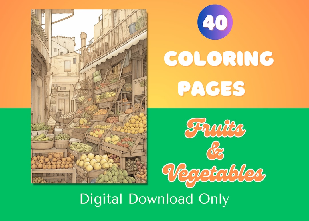 Vegetable Coloring Pages | 40 Fruits Coloring Book for Kids | Printable ...
