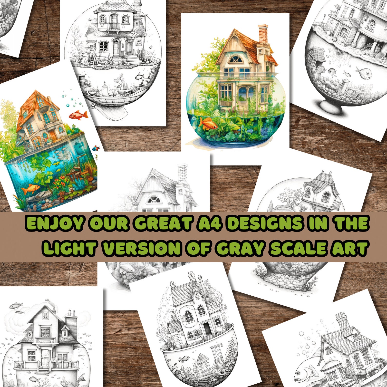 Digital Download: Fisherman House Coloring, Cute Houses, Sea Life ...