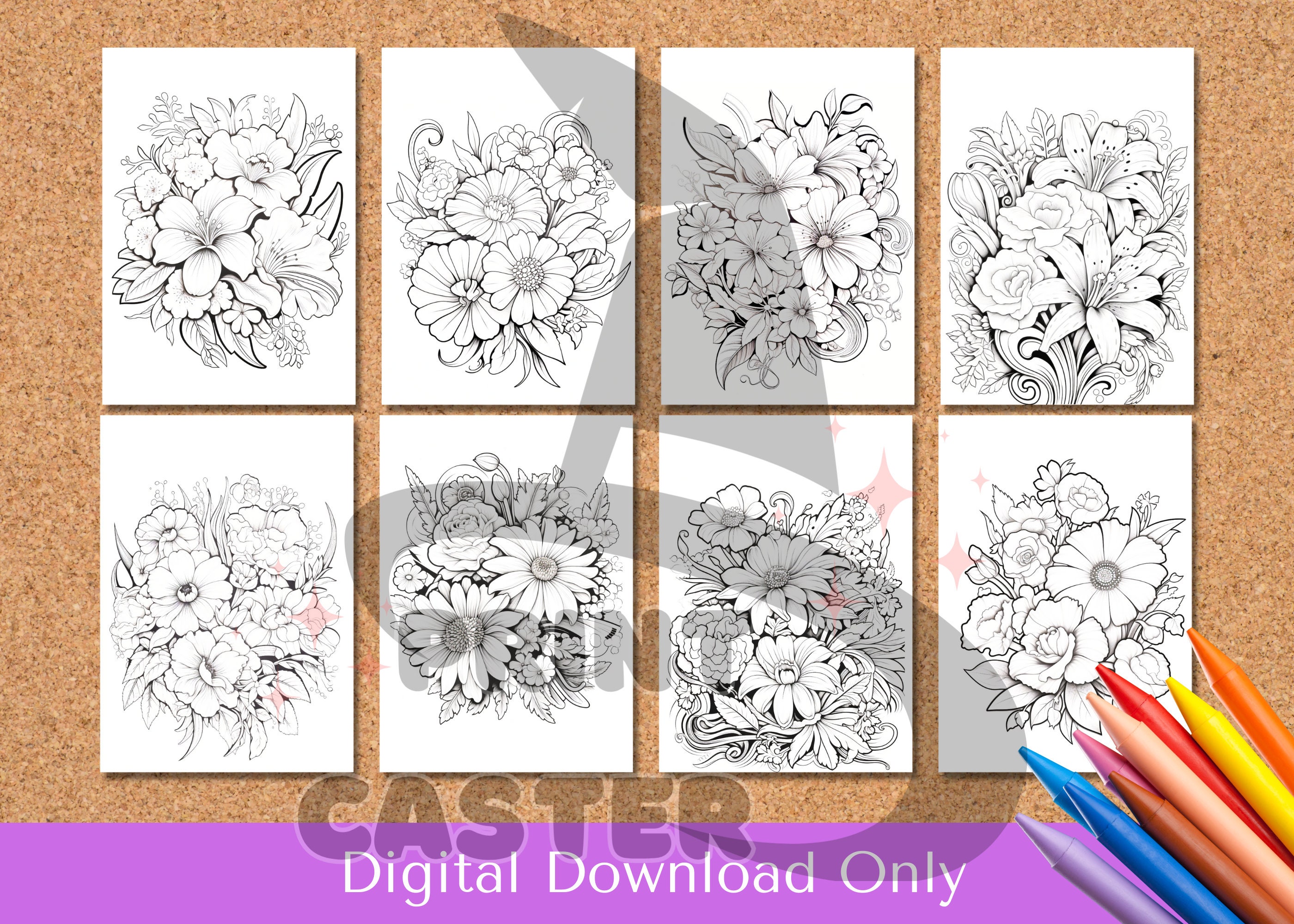 Fun Floral Coloring Pages 30 Fun Flower Coloring Pagespages Digital ...
