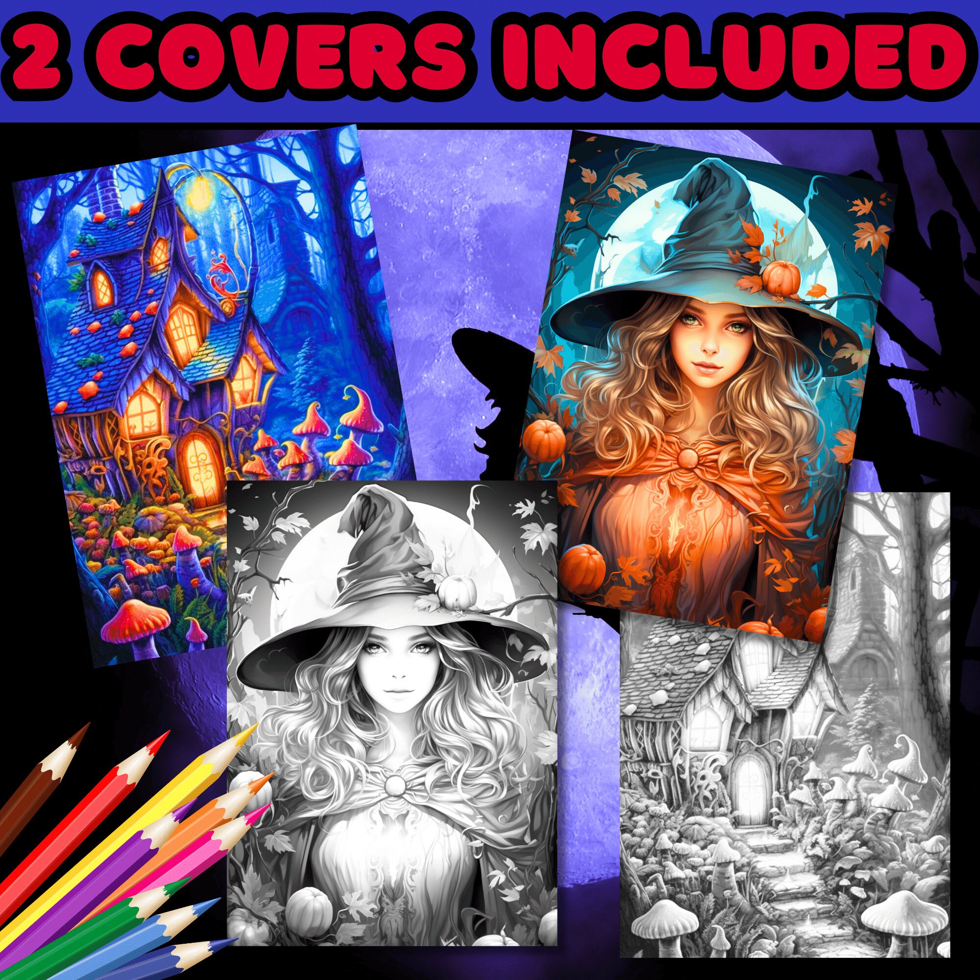 Spooky Halloween Coloring Pages: Haunted Houses Libraries - Etsy