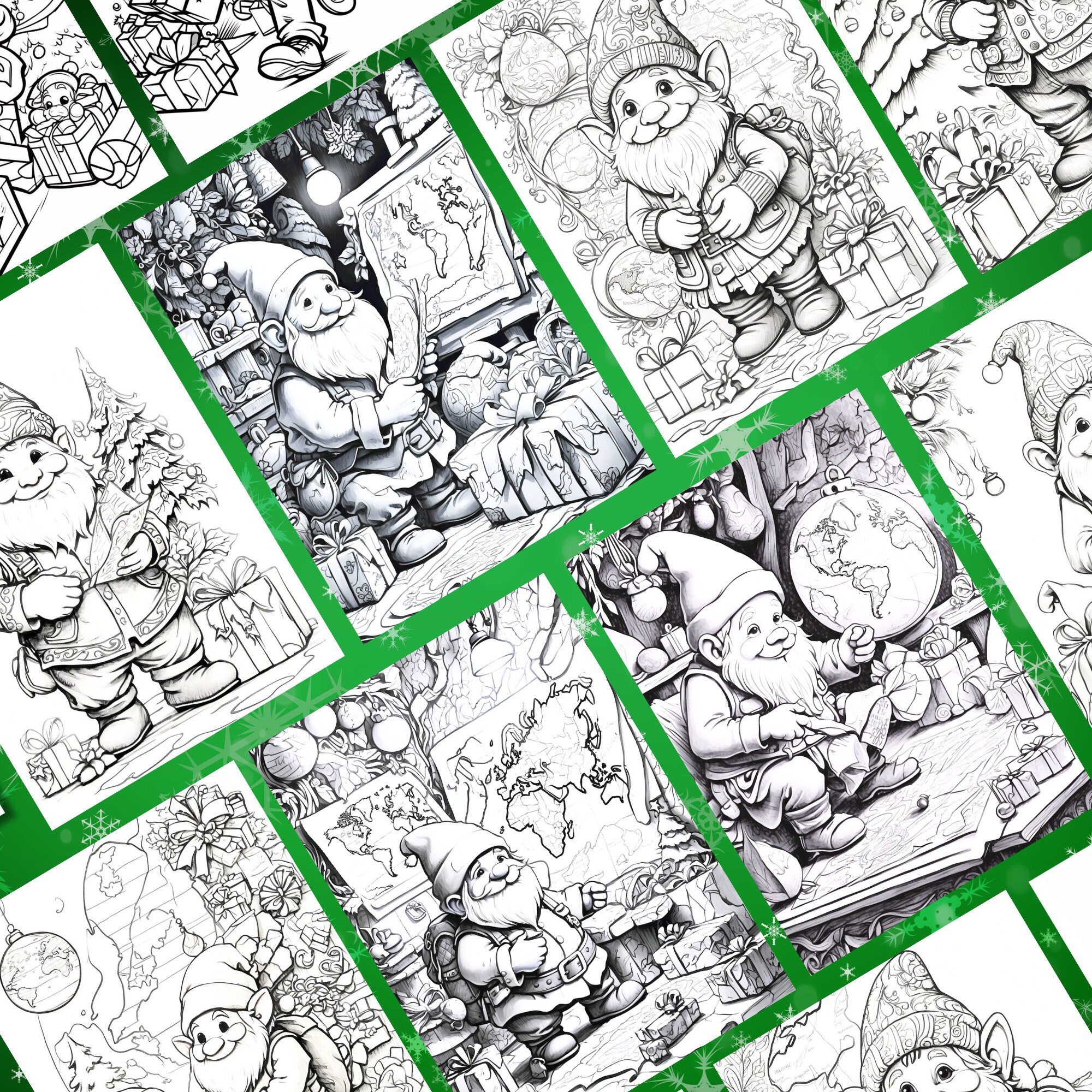 Christmas Gnome Coloring Books Festive Digital Pages for Adults ...