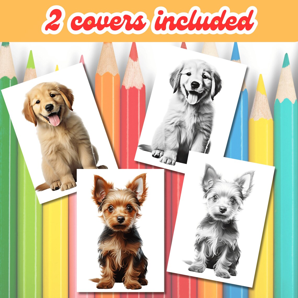Playful Puppies Coloring Pages: Different Breeds Dog Coloring Book for ...
